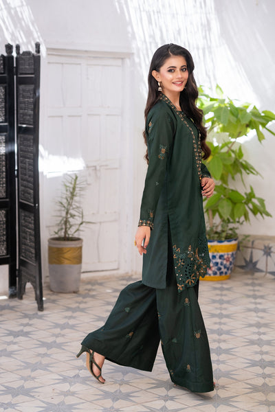 NF-6258 Bottle Green Silk 2pc Stitched Suit